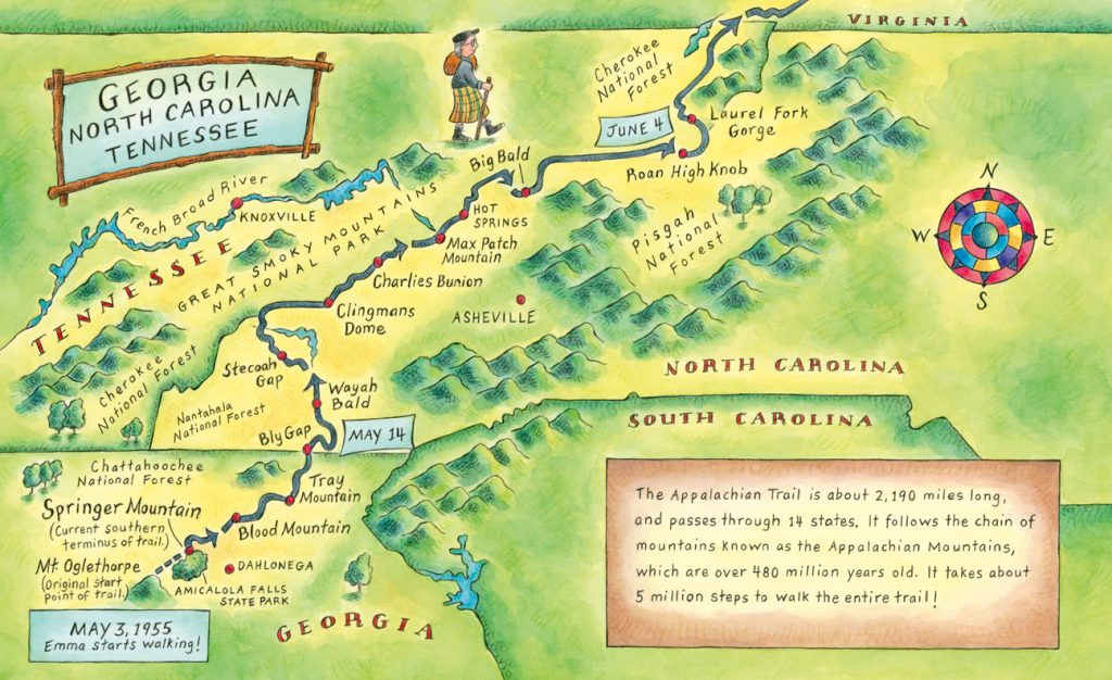 Map ~ GRANDMA GATEWOOD HIKES THE APPALACHIAN TRAIL – Jennifer Thermes