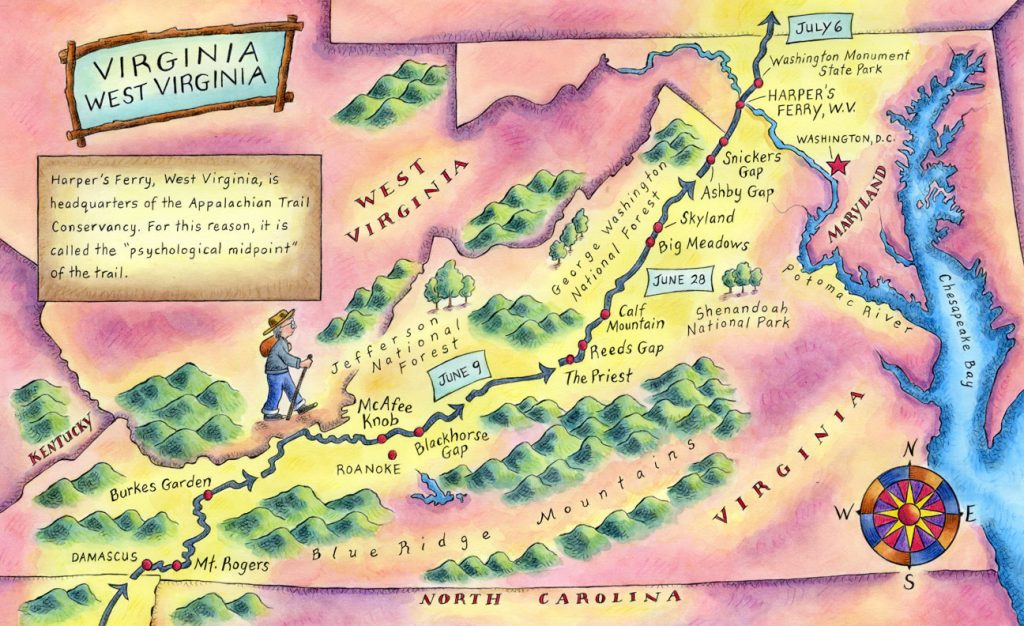 Map ~ GRANDMA GATEWOOD HIKES THE APPALACHIAN TRAIL – Jennifer Thermes